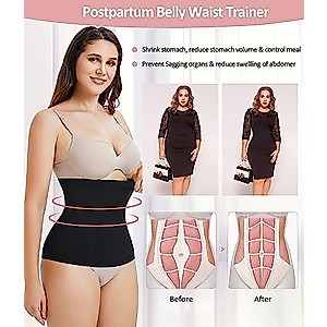 AOSBOEI Women Waist Trainer Shapewear Tummy Control Waist Cincher Sport Girdle Body Shaper Postpartum Recovery Belt (Large-X-Large) Black