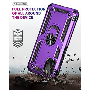 Androgate for Galaxy A03S Case, Samsung A03S Case with HD Screen Protector, Military-Grade Ring Holder Stand Car Mount 15ft Drop Tested Cover Phone Case for Samsung Galaxy A03s, Purple
