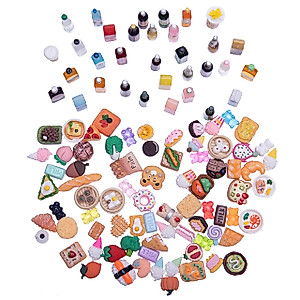Neakomuki Dollhouse Accessories 108pcs Miniature Food Sets Mini Drinks Cakes Breads Things for Doll House Kitchen Decoration (Dessert)