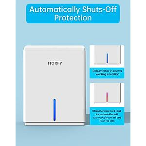MORFY Dehumidifier, 74OZ Small Dehumidifier for Bedroom Bathroom RV with Auto Shut Off, Portable Quiet Dehumidifiers for Home Room Closet Laundry Room