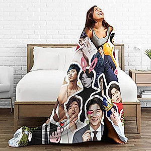 Blanket Gong Yoo Soft and Comfortable Warm Fleece Blanket for Sofa,Office Bed car Camp Couch Cozy Plush Throw Blankets Beach Blankets