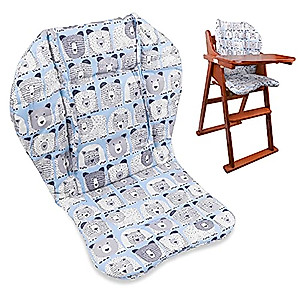 Baby Highchair Seat Cover, Bear Pattern Baby High Chair Liner, Breathable High Chair Pad, Comfortable Baby High Chair Seat Cushion Insert, Suitable for High Chairs and Strollers