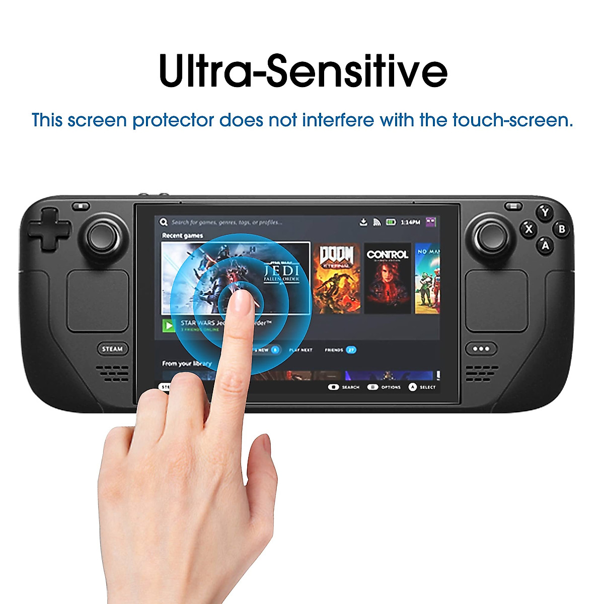 amFilm 3 Pack for Steam Deck/Steam Deck OLED Screen Protector Tempered Glass, Designed for Stream Steam Deck Accessories 2021 & 2022/Steam Deck OLED 2023