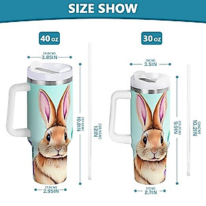 ODAWA 40oz Fall Insulated Tumbler with Handle and Straw Lid, Floral Rabbit Chicken Double Wall Insulated Tumbler