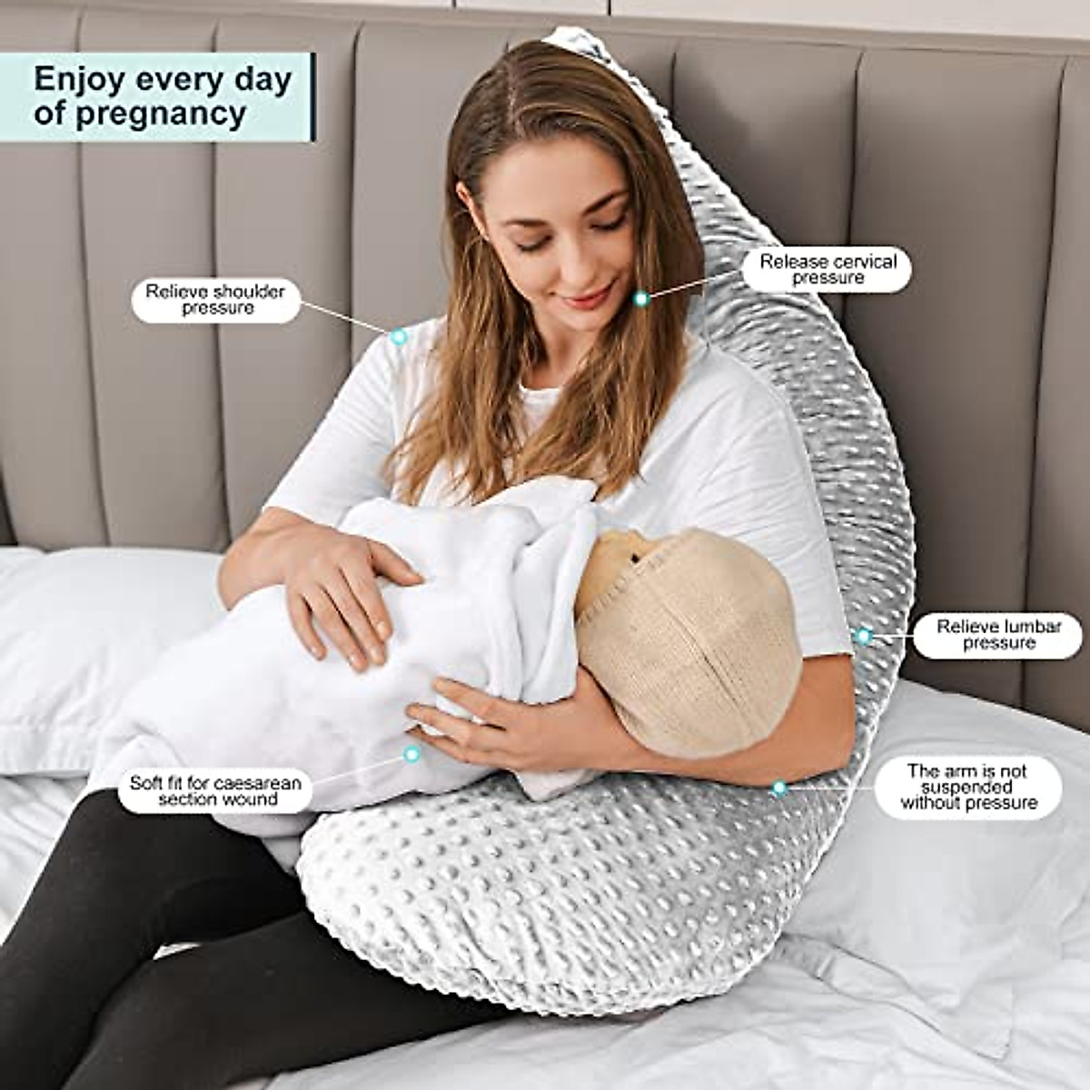 Treeking-Pregnancy Pillows - Soft and Comfortable Pregnancy Body Pillow for Side Sleeping, Durable and Stretchy Maternity Pillow Suitable for Head, Neck and Abdominal Support