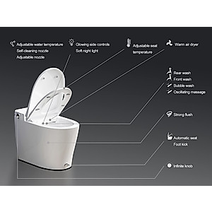 HOROW Upgraded Integrated Smart Toilet, Premium Automatic Power Flush One Piece Toilets with Power Flush Core & Intelligent Chip Built in, Heated Bidets Seat with Instant Warm Water