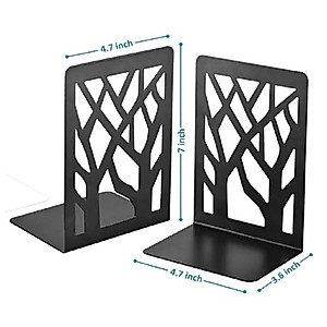 Ruoxian 3 Pairs Tree Branches Book Ends Metal Nonskid Bookends Heavy Duty Bookshelves Organizer Office Book Ends for Shelves, Bookend, Book Ends for Heavy Books (Black-3 Pairs)