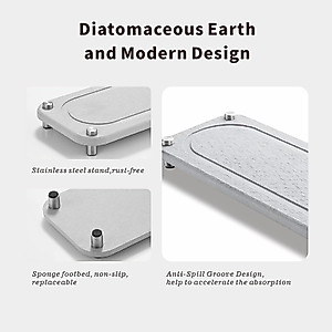 Volious Instant Dry Sink Organizer, Kitchen and Bathroom Fast Drying Stone Sink Tray, Water Absorbing Stone Tray for Sink with Stainless Steel Feet (Grey)