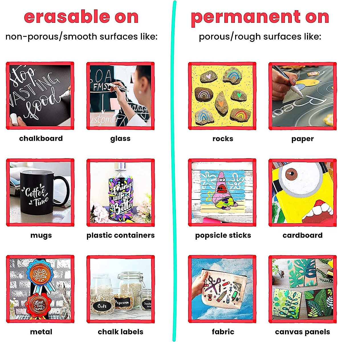 Chalkola 5 White Chalk Markers for Chalkboard Signs, Blackboard, Car Window, Bistro, Glass | 5 Variety Pack - Thin, Fine Tip, Bold & Jumbo Size Erasable Liquid Chalk Pens (1mm, 3mm, 6mm, 10mm, 15mm)