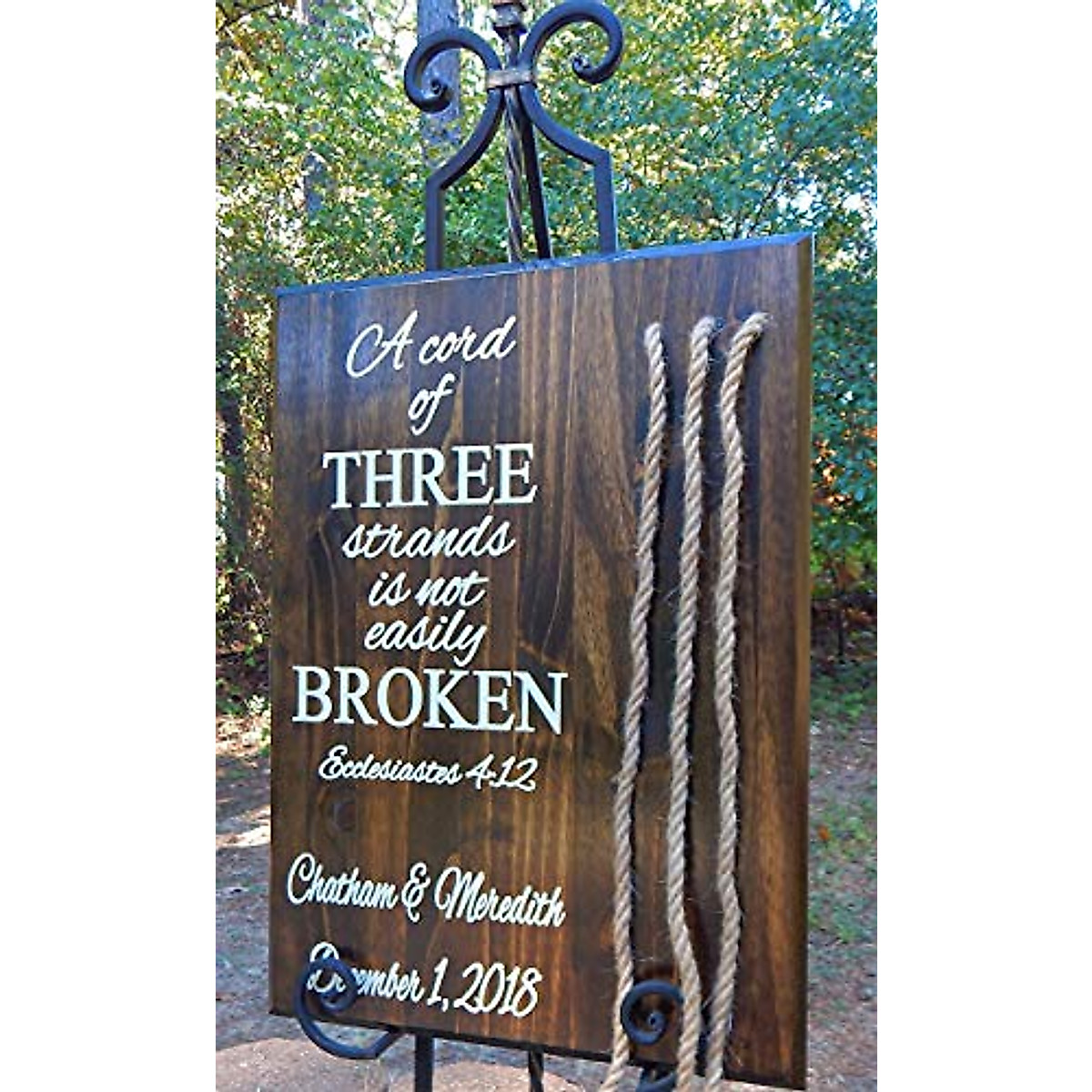 Wood Sign Custom Wedding Gift Personalized Cord Of Three Strands Attached Jute Cords 17 W X 24 T