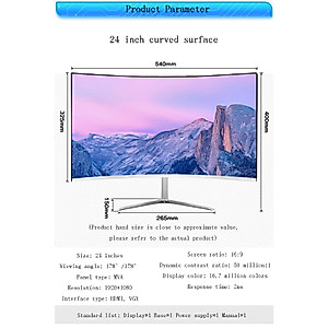 YILANJUN Monitor, Display, 24/27/28/32 Inch Curved/Straight Screen 60/75/144/240 Hz White/Black-red/Black (Multiple Specifications), for Internet Cafes, Living Rooms, Offices