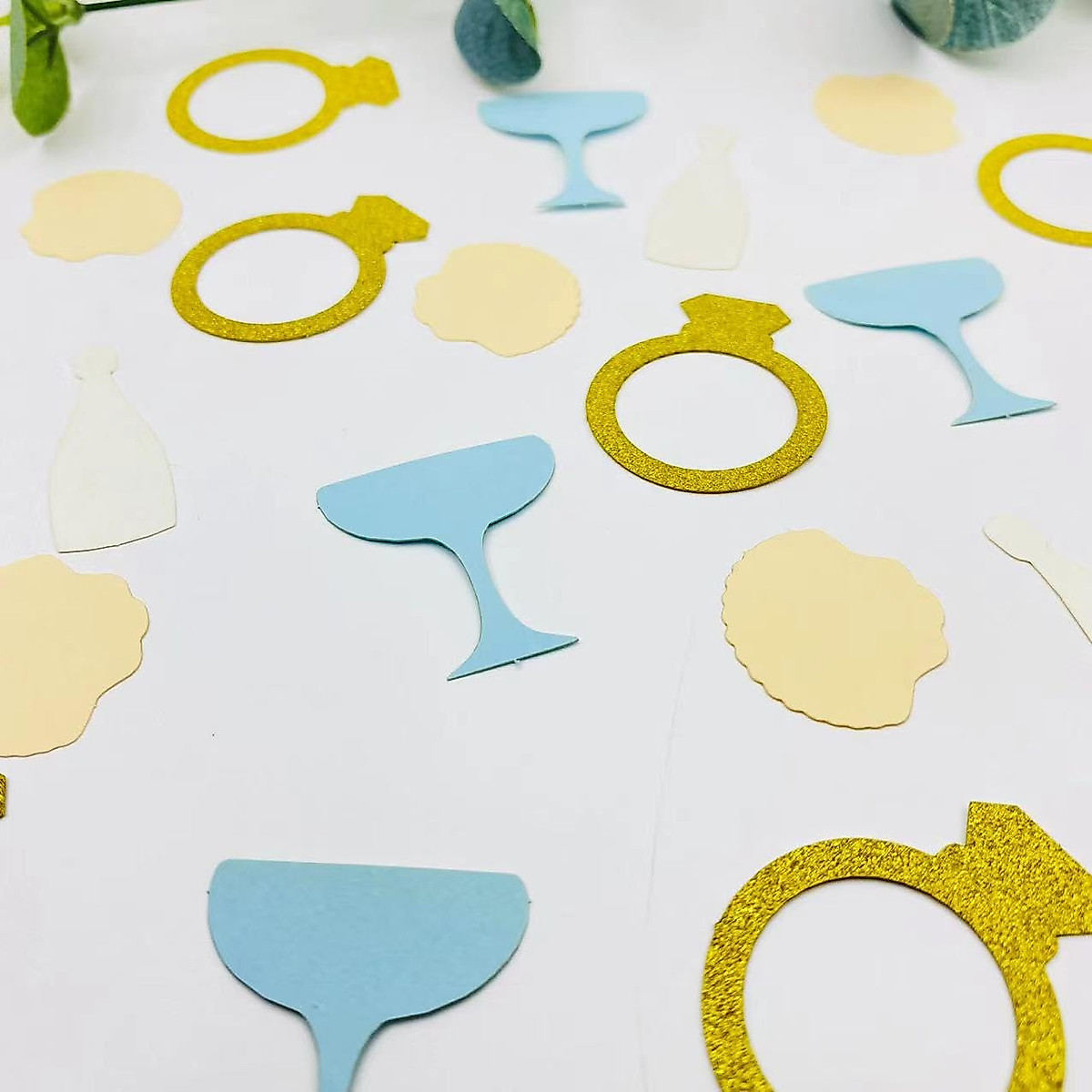 100PCS Last Toast on the Coast Confetti - Coastal Bachelorette Party Wine Cup Gold Glitter Diamond Ring Shells Paper Confetti for Bridal Shower