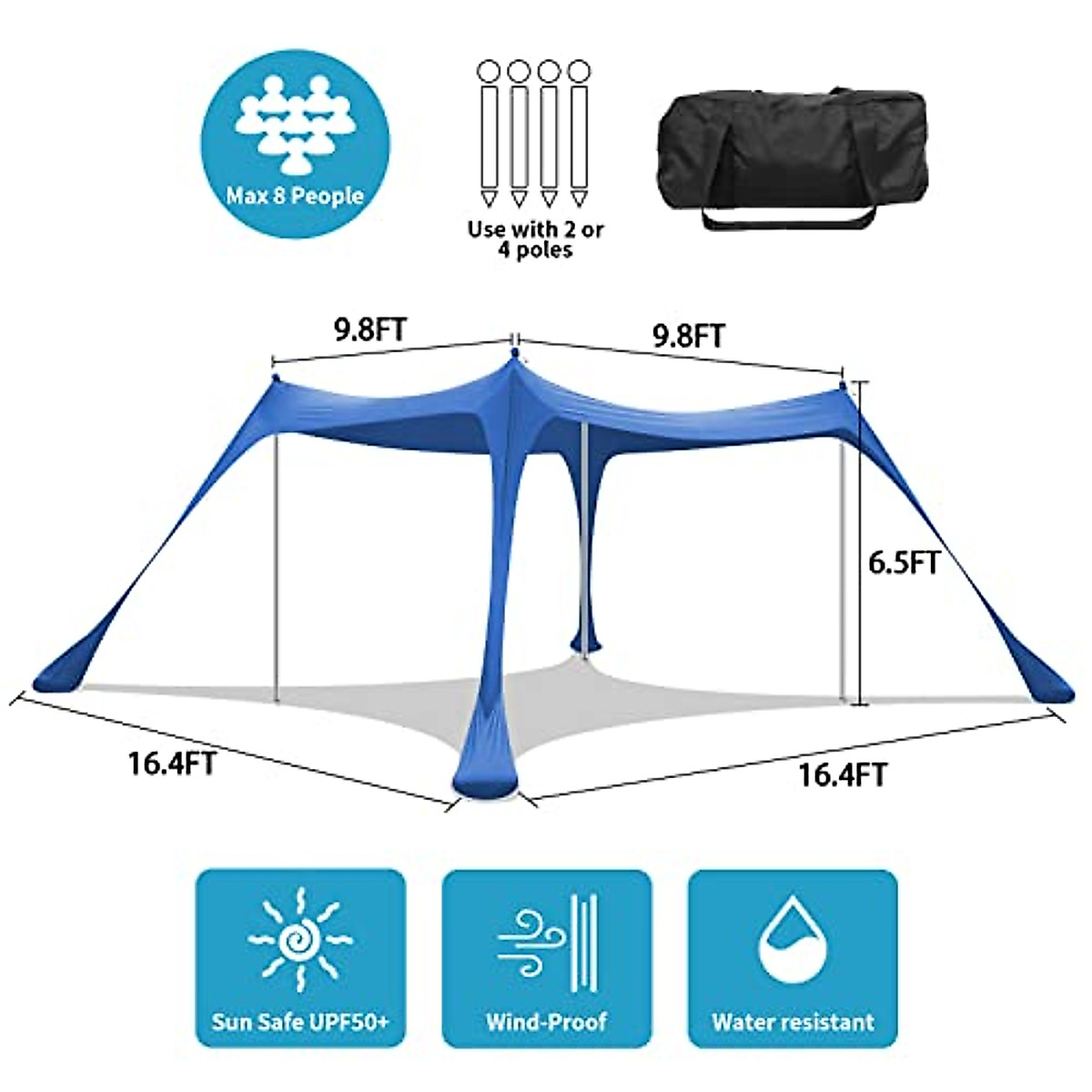 Pop Up Beach Tent Umbrella – 10FT X 10FT Sun Shade Shelter,Lycra UPF50+ Beach Canopy Sun shelter Shade,Outdoor Tent Shade with Sand Shovel,Christmas Greeting Card is The Best Wish to Your Lover