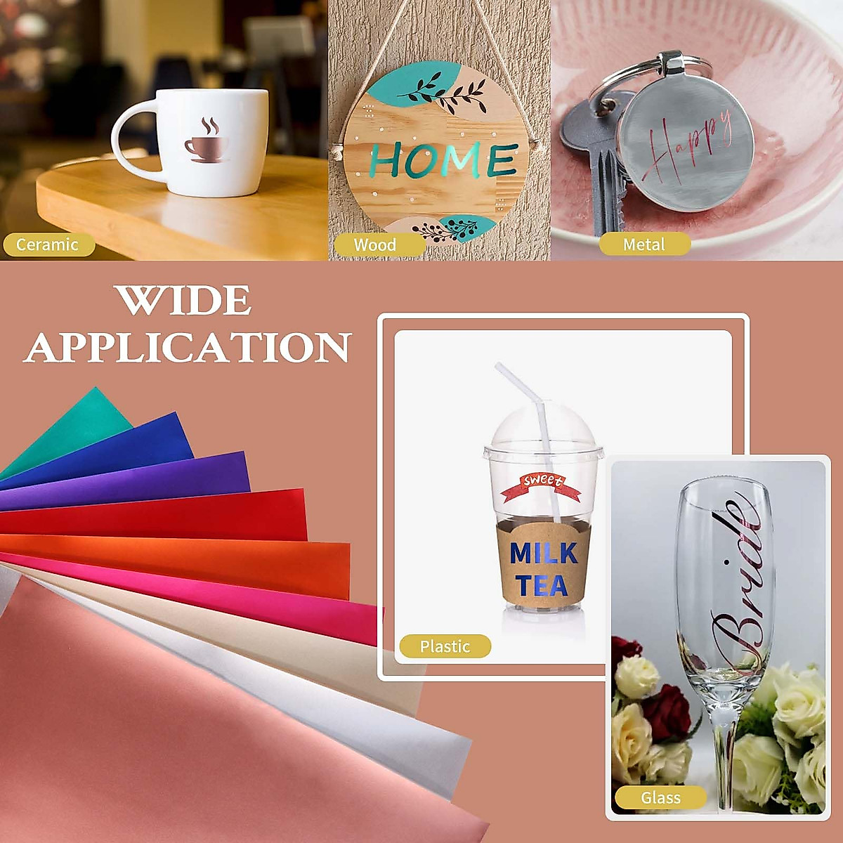 HTVRONT Matte Metallic Vinyl Permanent, 9 PCS 12"x12" Metallic Vinyl Sheets - Permanent Adhesive Vinyl for Cricut Machine & Silhouette Cameo