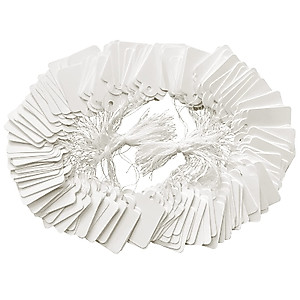 200 Pcs White Tags Price Tags Price Labels Display Tags with String Marking Strung Tags writable Tags Display Label for Product Jewelry Clothing Tags, 1.38 x 0.87 Inches