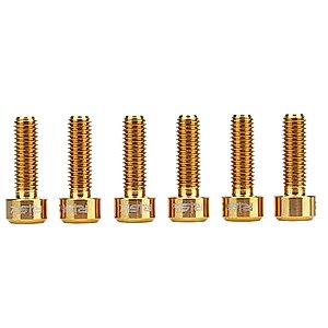 Bicycle Stem Screw, M5 x 16mm Alloy Stem Bolts for Bicycle Disc Brake Caliper/Handlebar Stem/Rear Rack/Water Bottle Cage Holder, 6PCS(Gold)