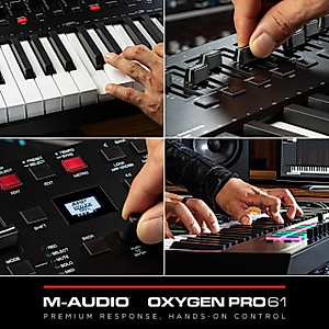 M-Audio Oxygen Pro 61 – 61 Key USB MIDI Keyboard Controller With Beat Pads, MIDI Assignable Knobs, Buttons & Faders and Software Suite Included