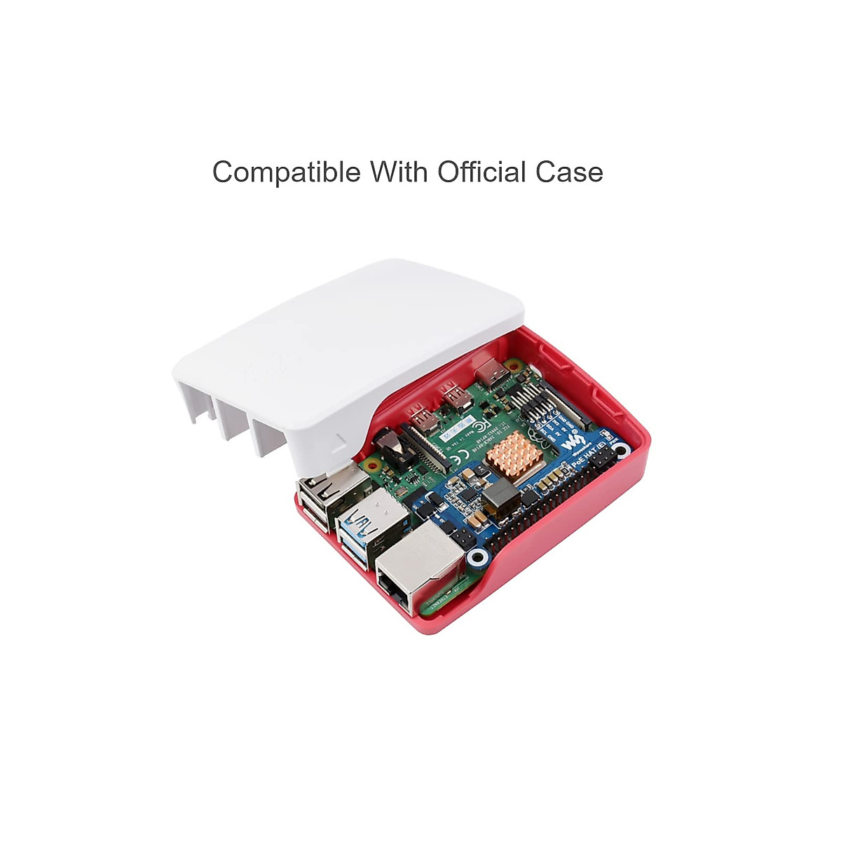 waveshare POE Hat for Raspberry Pi 4 B 3 B+,Mini Power Over Ethernet Hat (E) Expansion Board for Raspberry Pi,IEEE 802.3af-Compliant,Compatible with The Raspberry Pi Official Case