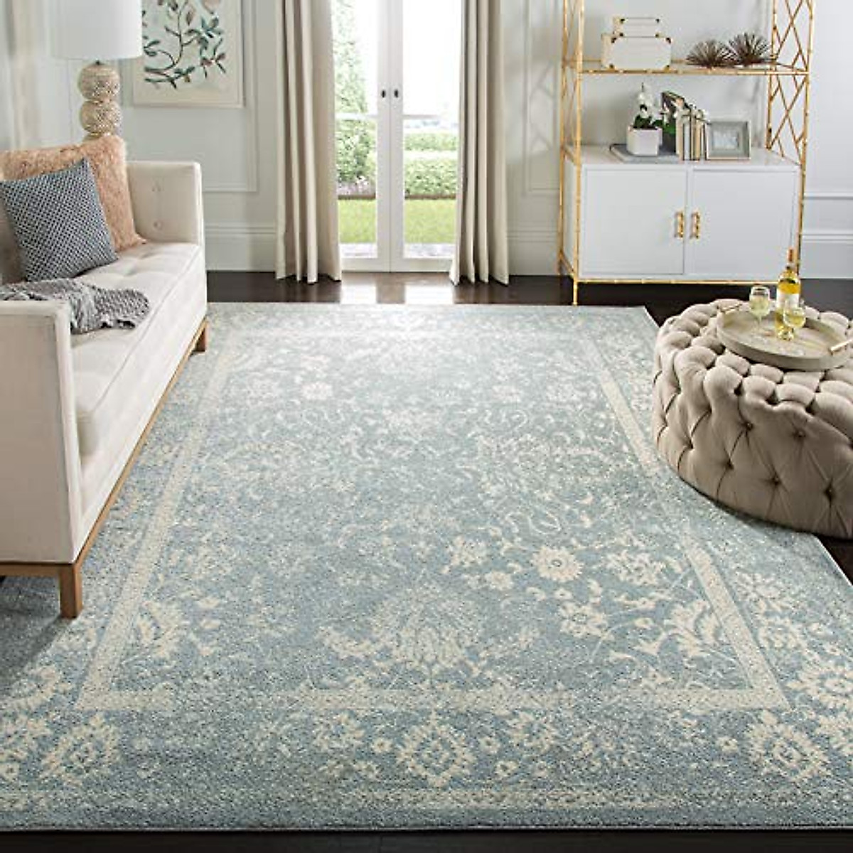 SAFAVIEH Adirondack Collection 10' x 14' Slate / Ivory ADR109T Oriental Distressed Non-Shedding Living Room Bedroom Dining Home Office Area Rug