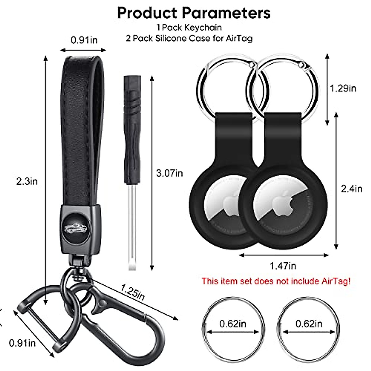 PICKBEAU 3 in 1 Leather Keychain for Men Women, Carabiner Key Ring Clip Car Key Chain With Anti Loss D-Ring