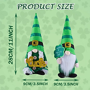 2packs St. Patrick's Day Gnome Decorations, Handmade Standing Tomte Gnome Plush Decor for Gift,Green Shamrock Irish Gnome Elf Scandinavian Ornaments, Patrick's Day Home Decor, Party Supplies Gift