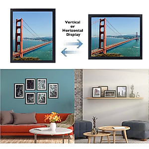 HEYTUYA 9x11 inch Picture Frame Black for Wall Hanging or Tabletop 4 Pack, 9 x 11 Frame Wall Gallery Photo Frame with Shatter Resistant Plexiglas, Set of 4, Black