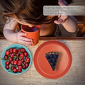 Kids Plates Bowls and Cups Sets Wheat Straw Small Bowl Sets Unbreakable Microwave Dishwasher Safe Dinnerware Sets for Rice,Soup ,Pasta，Corn Flake ，Snacks，Side Dishes[Set of 18]