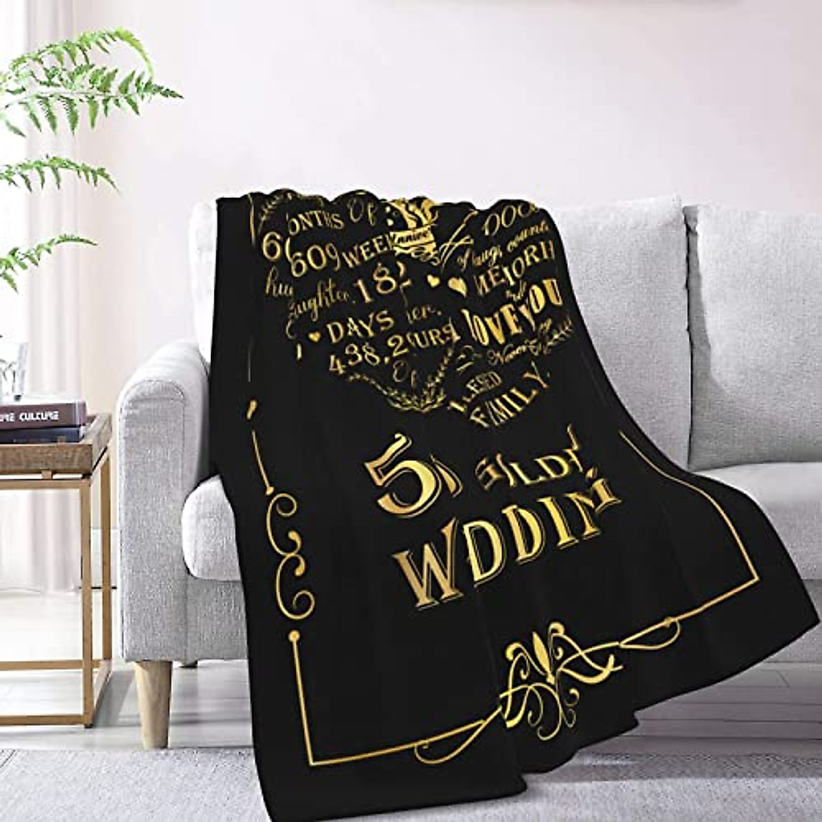 Infantown 50th Anniversary Blanket Gifts, 50th Wedding for Couple Parents Grandparent, 50th Golden Wedding Anniversary Throw Blankets Gifts for Dad Mom Husband Wife 50"X 70"