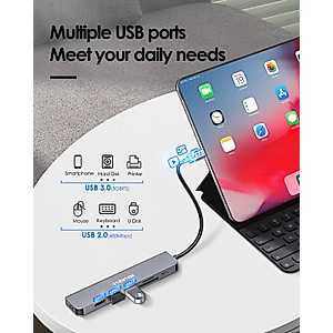 LENTION USB C Hub with 100W Charging, 4K HDMI, Dual Card Reader, USB 3.0 & 2.0 Compatible 2023-2016 MacBook Pro, New Mac Air/Surface, Chromebook, More, Stable Driver Adapter (CB-CE18, Space Gray)