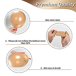 Brown and Gold Balloons, 12 Inch Retro Brown Cream Balloon, Metallic Sand Gold Brown Beige Balloons, Apricot Neutral Gold Balloons for Birthday Baby Shower Jungle Boho Wedding Decorations