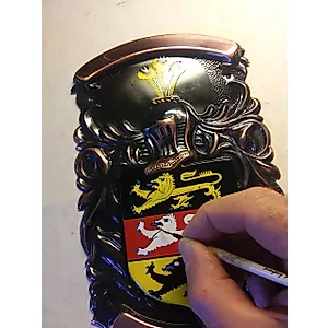 Hand-Painted Copper Shield on American Walnut.