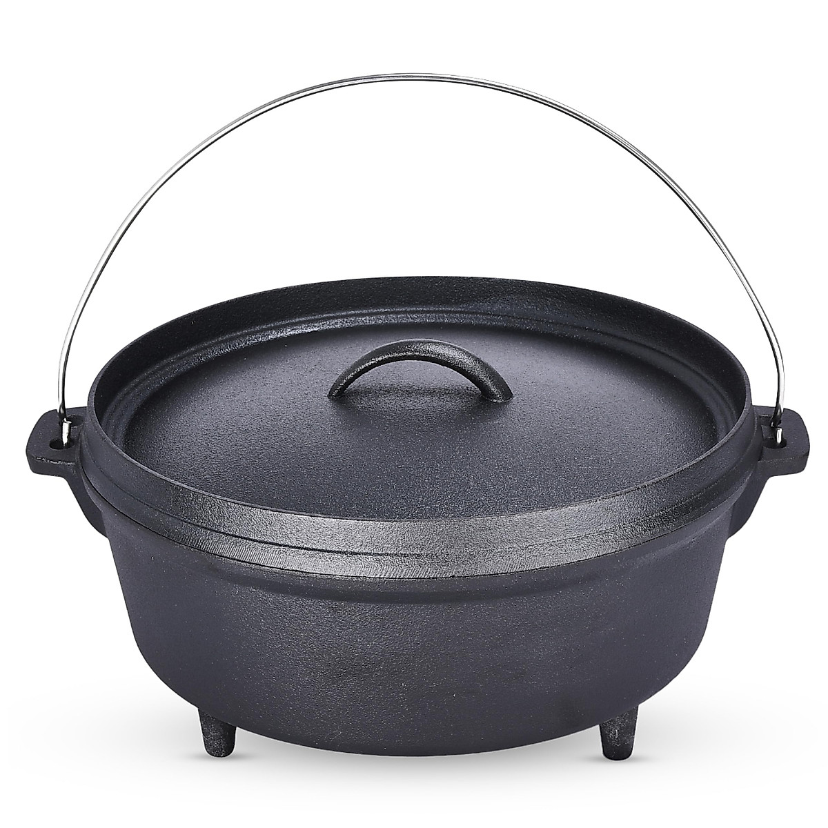 Bruntmor 5 Qt Camp Dutch Ovens Set - Black: Experience high-performance cooking with this versatile and durable 3-piece set, including a pot, lid, and 9" meat rack/trivet. - 13 x 13 inch