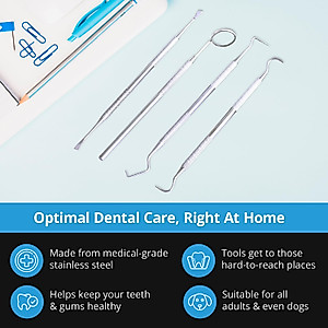 Dental Cleaning Tools Set For At Home Use - Oral Care Dental Hygiene Kit Includes Teeth Scraper For Plaque, Mirror, Scaler, Pick - These Teeth Cleaning Tools Are Made From Stainless Steel