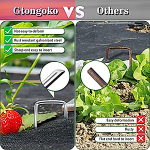 Gtongoko 6 Inch Galvanized Landscape Staples 100 Pack 11 Gauge Anti-Rust Ground Sod Pins Yard Stakes for Weed Barrier Fabric