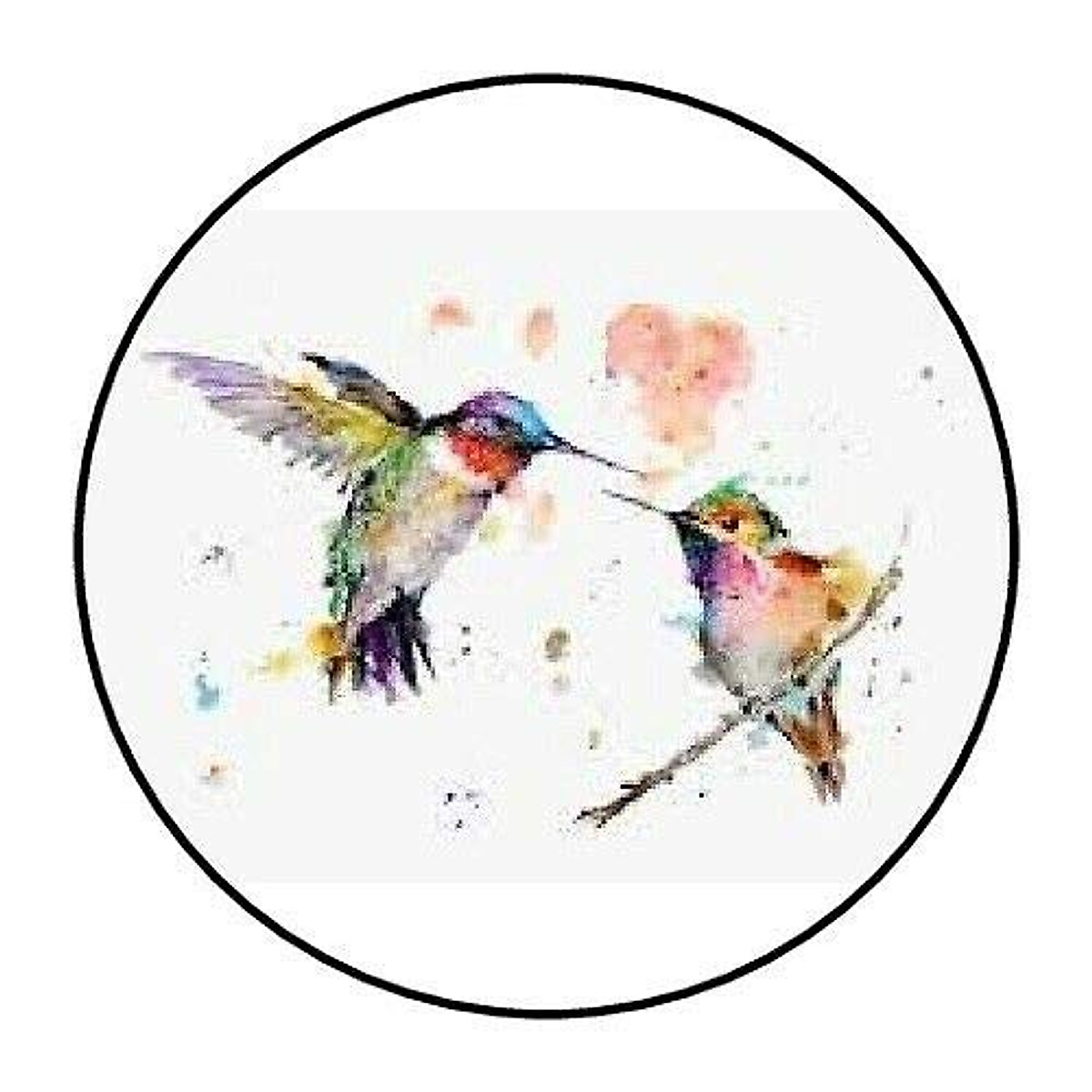 without brand Set of 48 Envelope Seals Labels Beautiful Hummingbirds Watercolor 1.2" Round