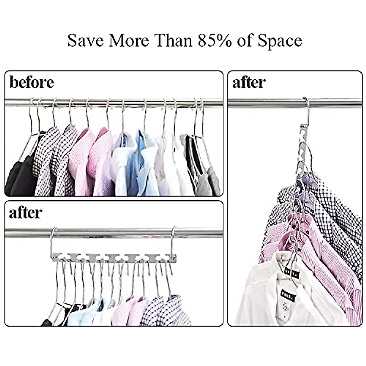 Magic Clothing Hangers Space Saving Sturdy Metal Hangers Wardrobe Closet Organizer Space Saving Hanger Pack of 6 Cascading Hangers
