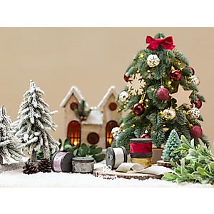 Vitalizart Velvet Ribbon Set 1" x 9Yd Wooden Spool White Luxury Velvet Ribbons Double Side for Christmas Tree Wreath Decoration Ornaments Gift Wrapping Flower Bouquet 3 Rolls * 3Yd