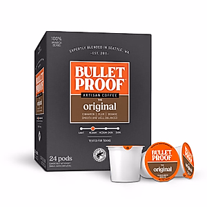 The Original Single-Serve Pods, Medium Roast, 24 Count, Bulletproof Keto, 100% Arabica Coffee, Certified Clean Coffee, Rainforest Alliance, Sourced from Guatemala, Colombia & El Salvador