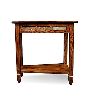 Leick Rustic Oak Slate Tile Recliner Wedge End Table