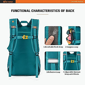 SKYSPER Packable Hiking Backpack 40L Lightweight Waterproof Backpack Travel Daypack for Men Women(Cyan)