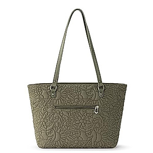 Sakroots Metro Tote Bag in Eco-Twill with Dual Shoulder Straps, Olive Spirit Desert Quilted