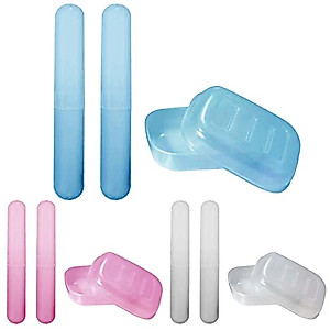 2 Sets Toothbrush Holder Cover Soap Dish Case Bath Containers Travel Organizer