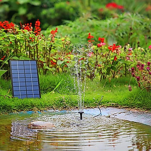 AISITIN 2.5W Solar Fountain Pump, DIY Outdoor Solar Water Fountain Pump with 6 Nozzles and 4ft Water Pipe, Solar Powered Pump for Bird Bath, Ponds, Garden and Fish Tank Pond and Other Places