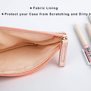 SumDirect PU Leather Cosmetic Pencil Bags - Small Soft Makeup Pouch with Zipper, Pencil Pouch Case Simple Comestic Organizer