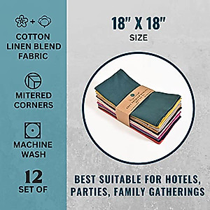 Multicolor Cloth Napkins - Set of 12 Pure Cotton Everyday Lunch Dinner Napkin - Holiday Birthday Party Gift - Soft Washable Absorbent Reusable Napkin Christmas Cloth Napkins Multi Pack