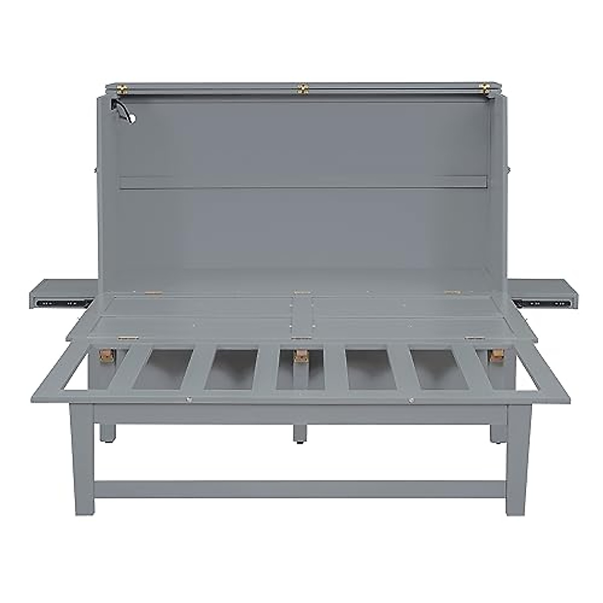 Harper & Bright Designs Queen Size Murphy Bed, Queen Murphy Cabinet Bed with USB Port and Removable Shelves on Each Side, Gray