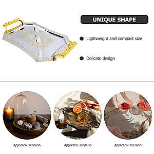 Cabilock Stainless Steel Serving Tray European Style Oblong Tray Food Serving Tray Serving Platter for Snack Desserts Food Appetizers Coffee Breakfast