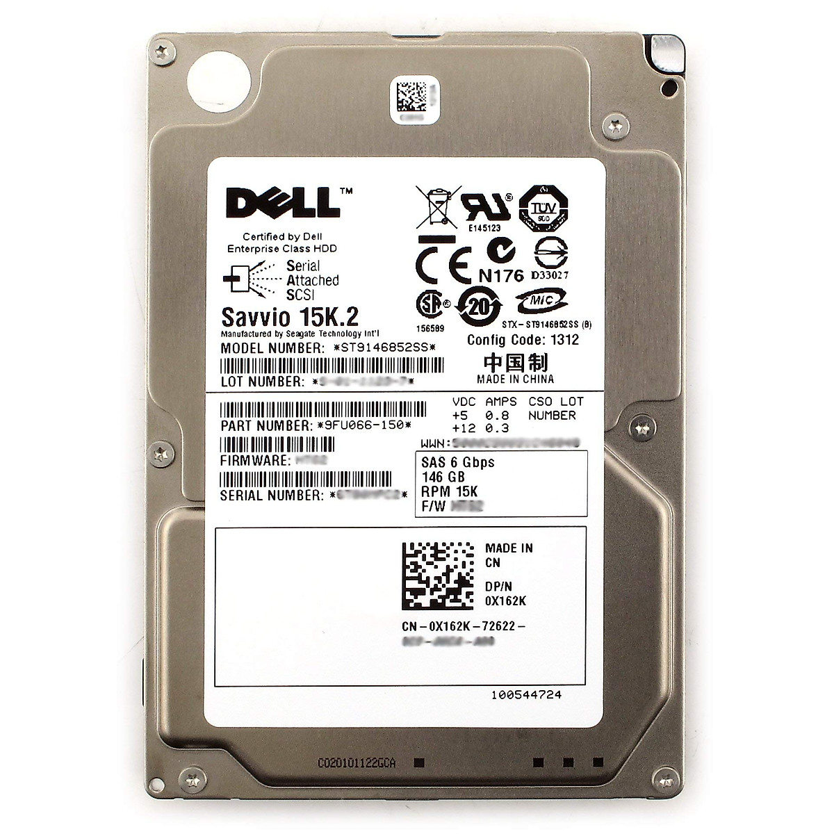 Seagate Savvio 15K.2 146 GB 15K RPM 16 MB Cache 2.5 in SAS Hard Drive HDD (ST9146852SS X162K) (Certified Refurbished)