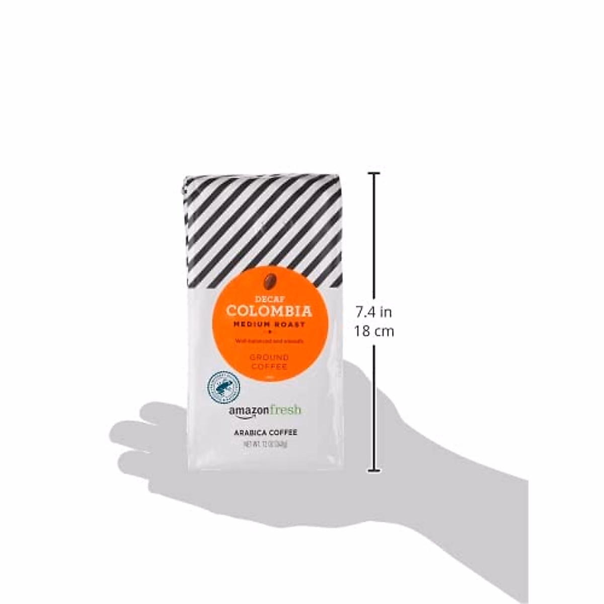 AmazonFresh Decaf Colombia Ground Coffee, Medium Roast, 12 Ounce