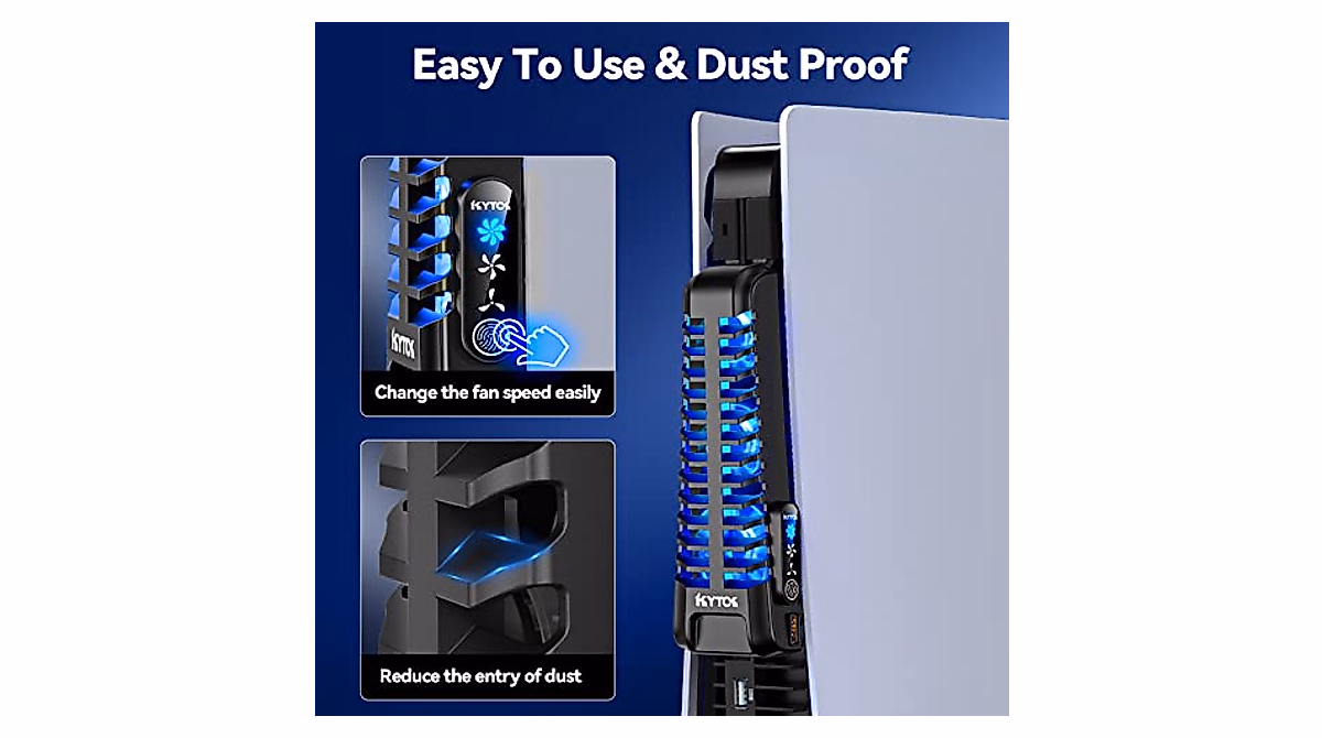 Kytok PS5 Cooling Fan with 3 Adjustable Fans, Quiet PS5 Fan Upgraded ...